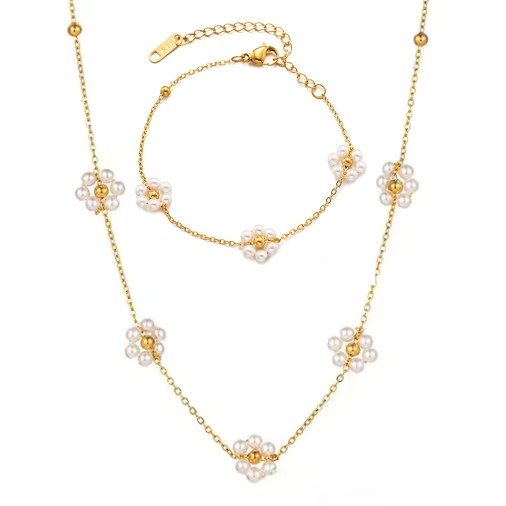 Blossom Elegance Pearl Necklace and Bracelet Set – BALLA e BRILLA